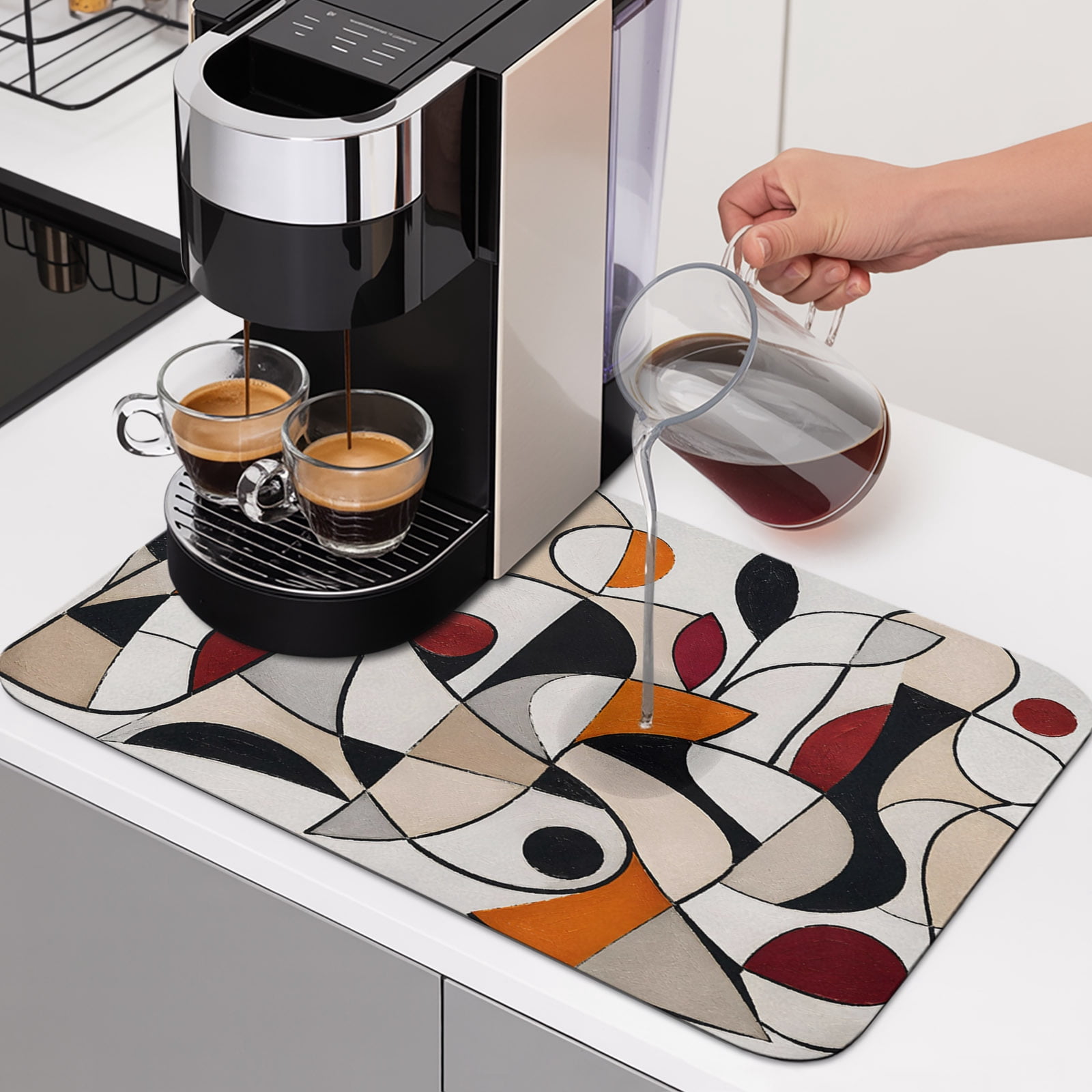 Abstract Line Art Dish Drying Mats for Kitchen Counter, Modern ...