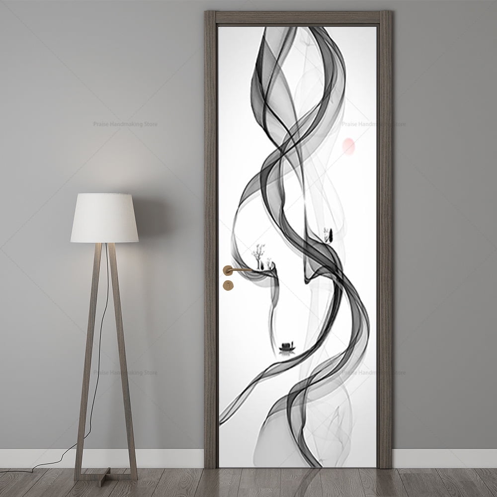 Abstract Line Art Door Stickers Living Room Background Wall Stickers ...