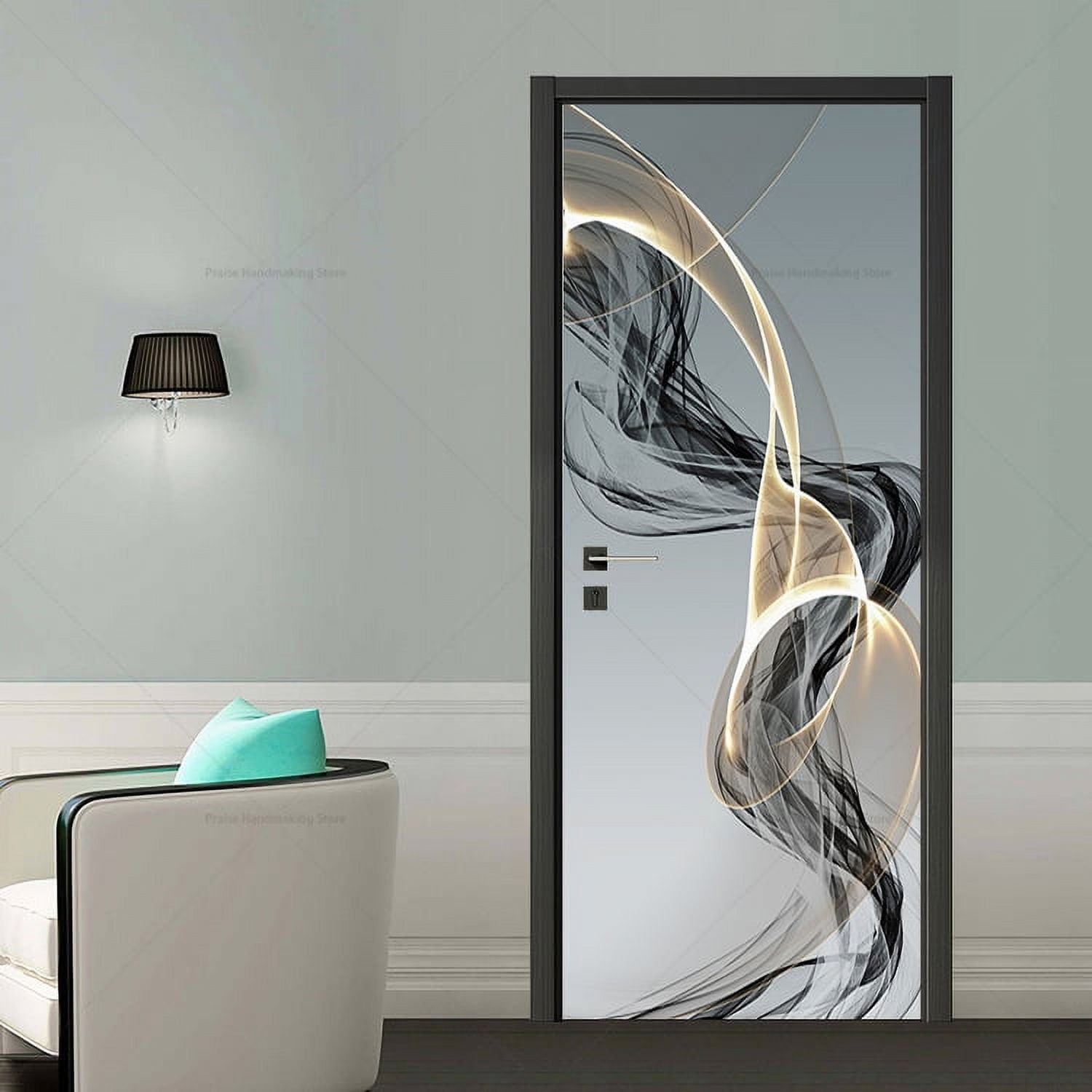 Abstract Line Art Door Stickers Living Room Background Wall Stickers ...