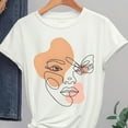 Abstract Line Art Face T-S1Hirt With Butterfly And Pink pes - Aesthetic ...