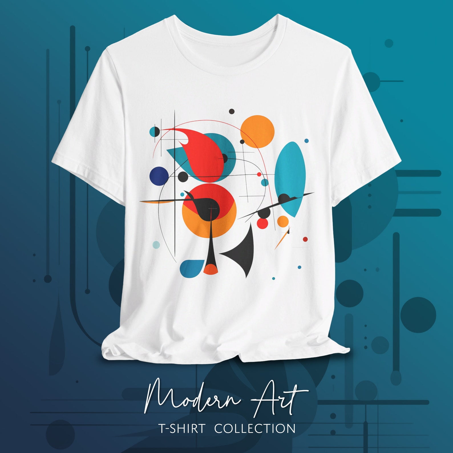 Abstract Line Art Graphic Tee with Artistic Modern Minimalist Design ...