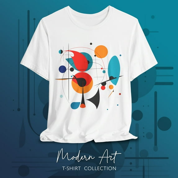 Abstract Line Art Graphic Tee with Artistic Modern Minimalist Design ...