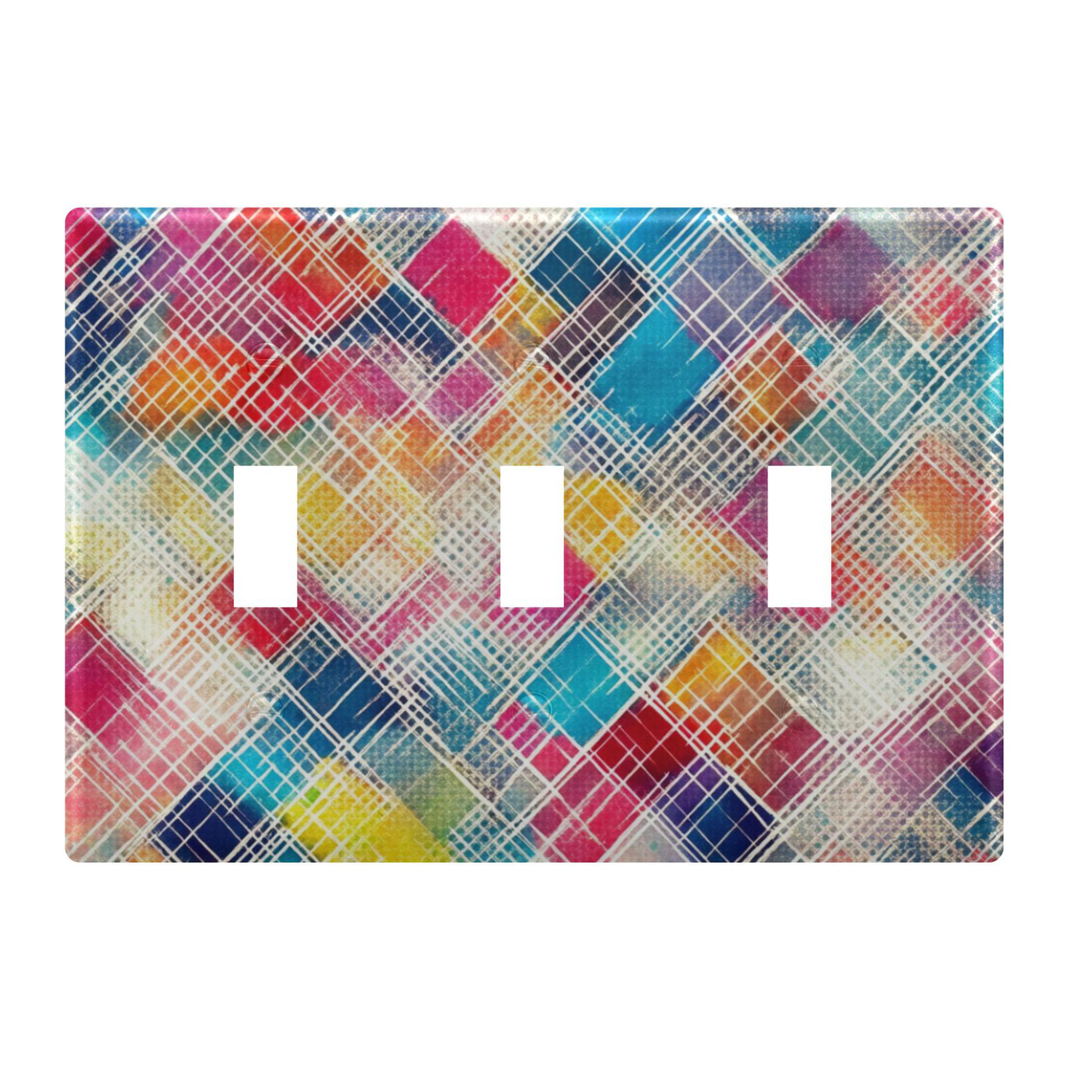 Abstract Line Art Light Switch Cover Decorative 3 Gang Wall Plate ...