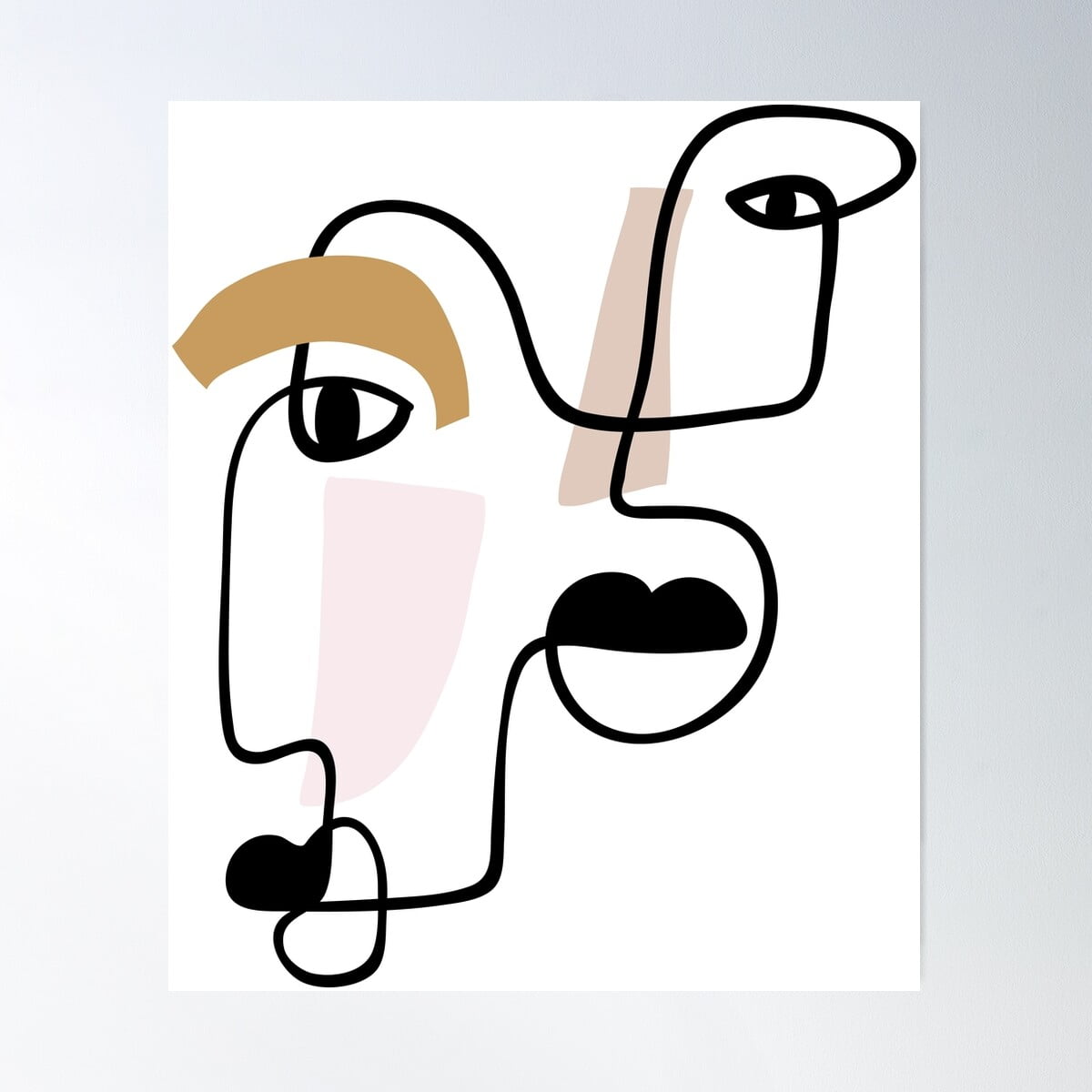 Abstract Line Art Portrets, Two Faces Poster Wall Art, Modern Wall ...