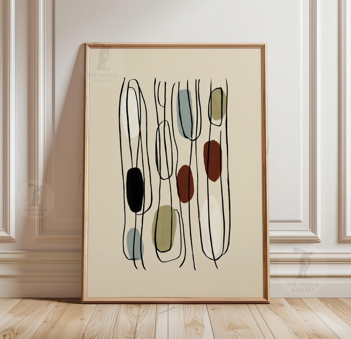 Abstract Line Art Poster Minimal Organic Shapes Mid Century Style ...
