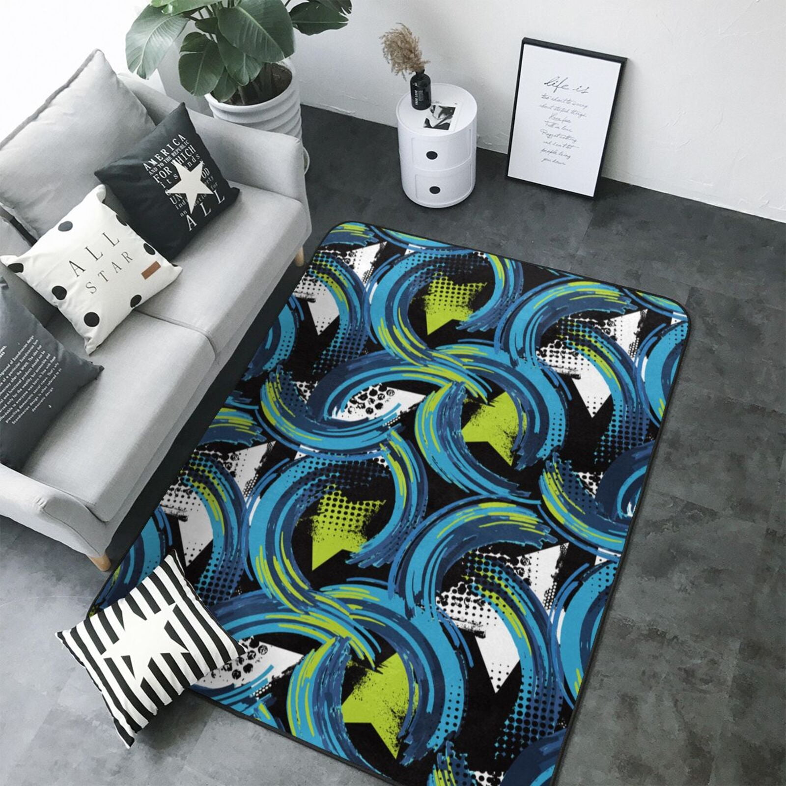 Abstract Line Art Stars Area Rugs for Living Room Bedroom, 5x7 Soft ...