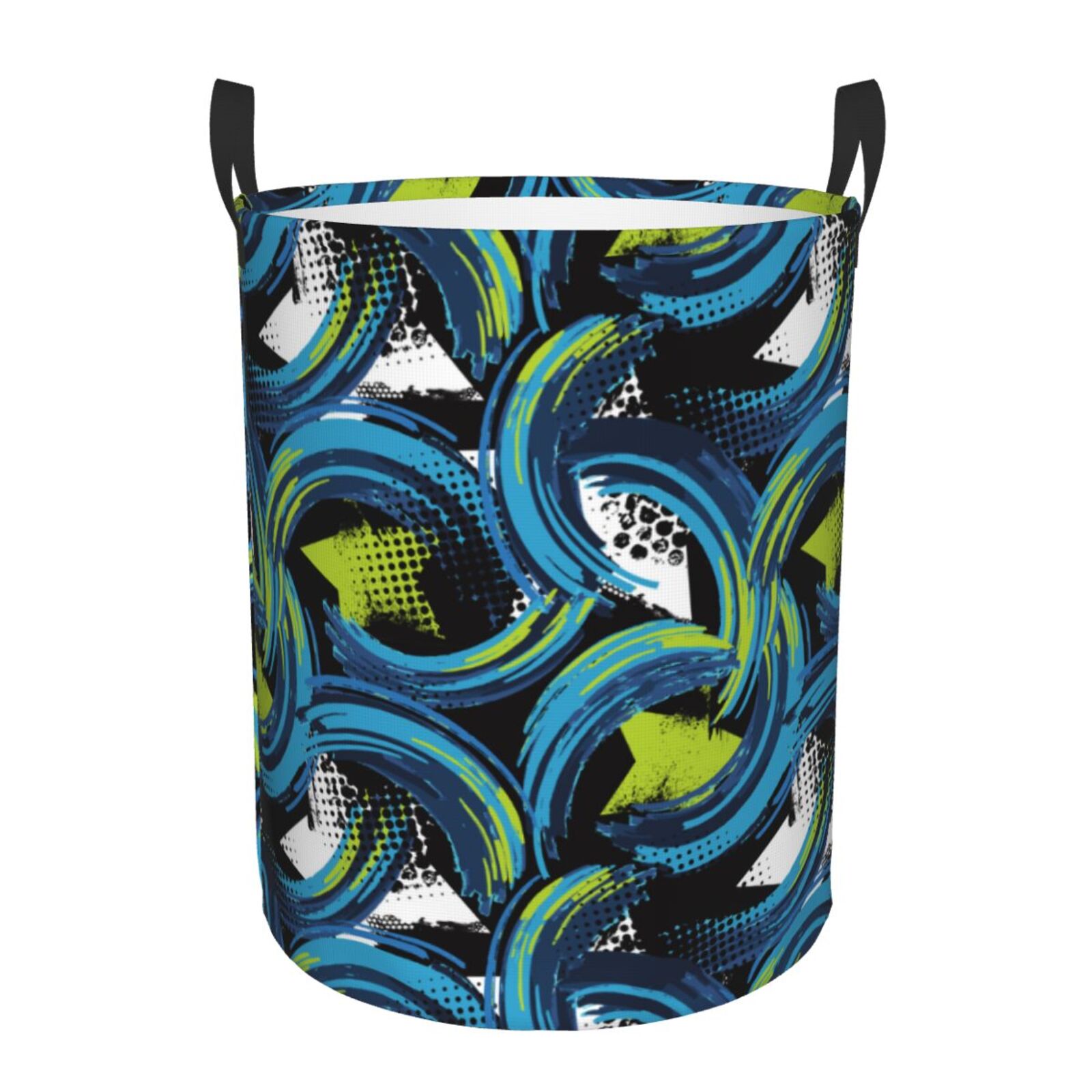 Abstract Line Art Stars Laundry Basket with Handles - Freestanding ...