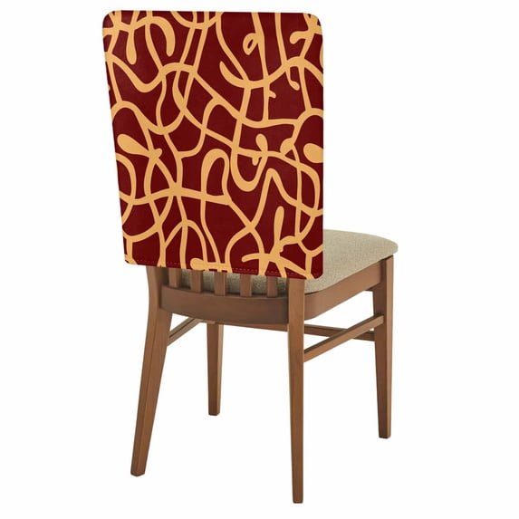 Abstract Line Chair Back Covers Set of 6, Retro Pattern Orange Wave ...