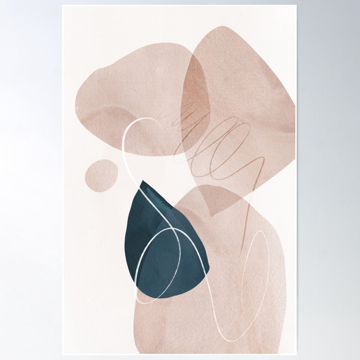Abstract, Line Drawing, Digital Collage, Contemporary Style In Neutral ...