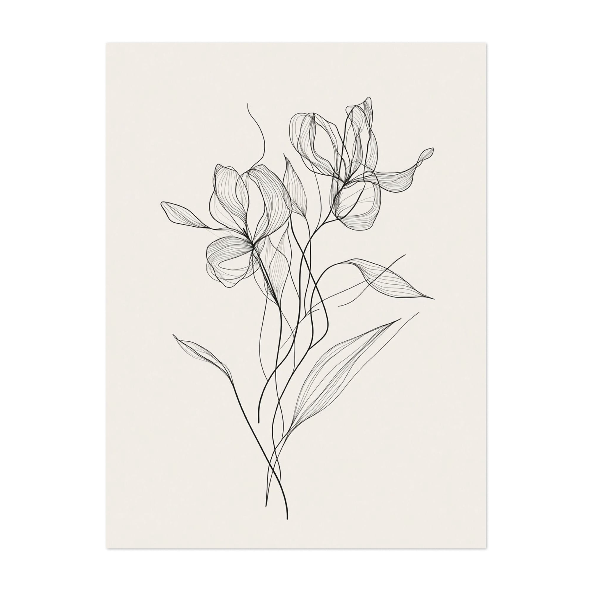 Abstract Line Drawing of Flowers - Line Drawing Line Art Minimalist ...