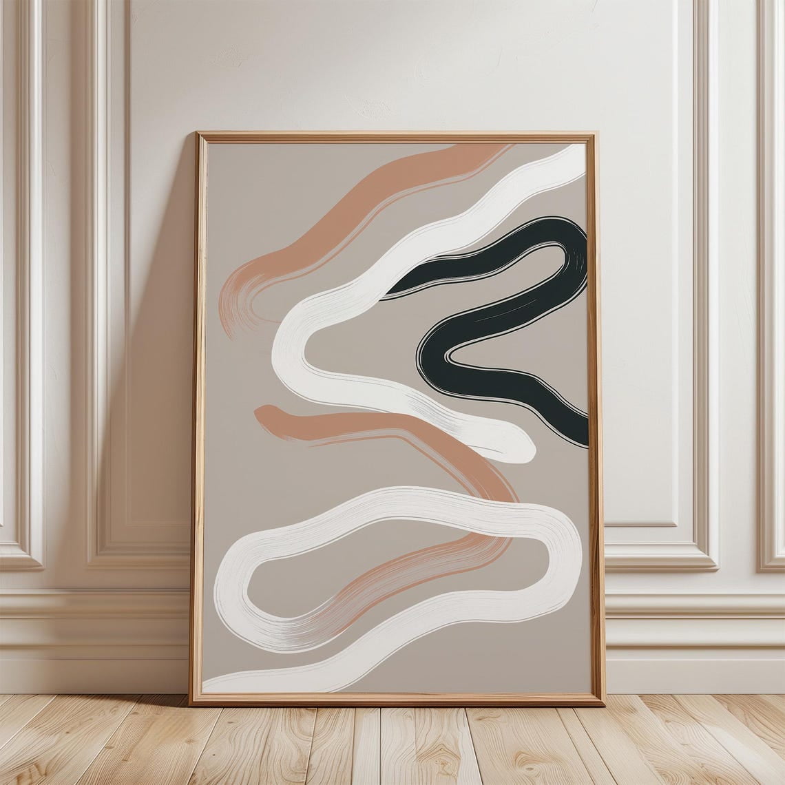 Abstract Line Drawing, Minimalist Lines Wall Art, Neutral Beige, White ...