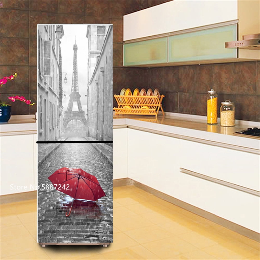 Abstract Line Fridge Stickers Adhesive Full Door Cover for Refrigerator ...