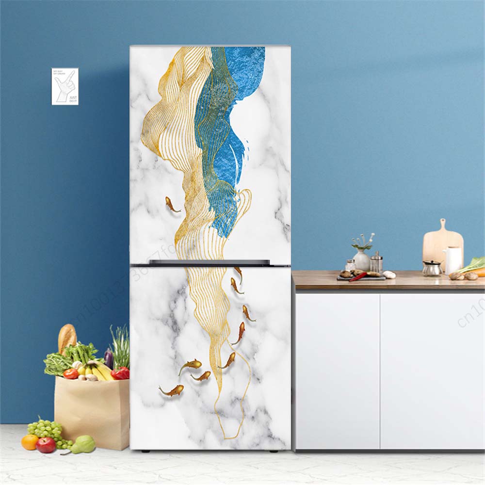 Abstract Line Fridge Stickers Adhesive Full Door Cover for Refrigerator ...