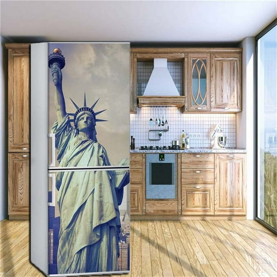Abstract Line Fridge Stickers Adhesive Full Door Cover for Refrigerator ...