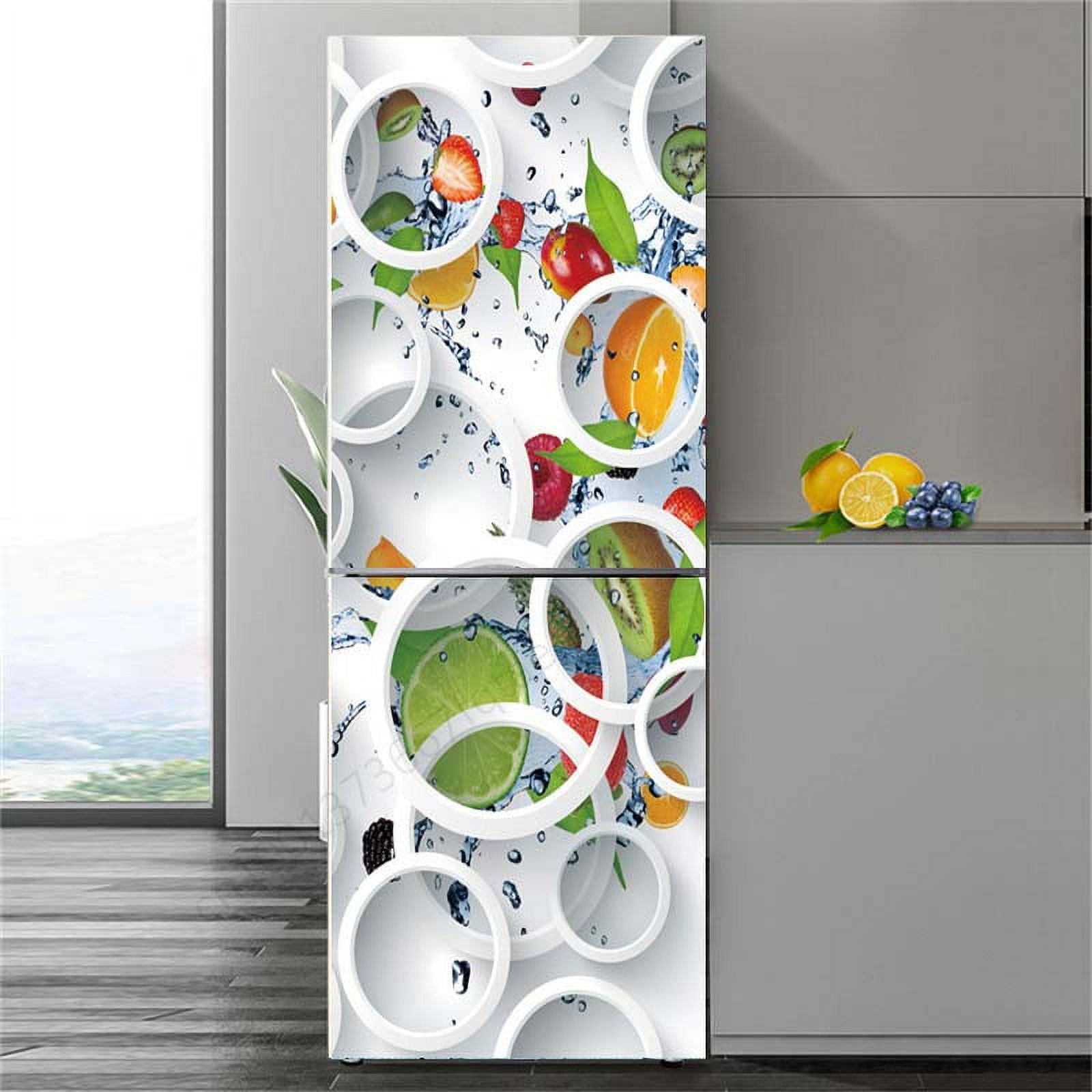 Abstract Line Fridge Stickers Adhesive Full Door Cover for Refrigerator ...