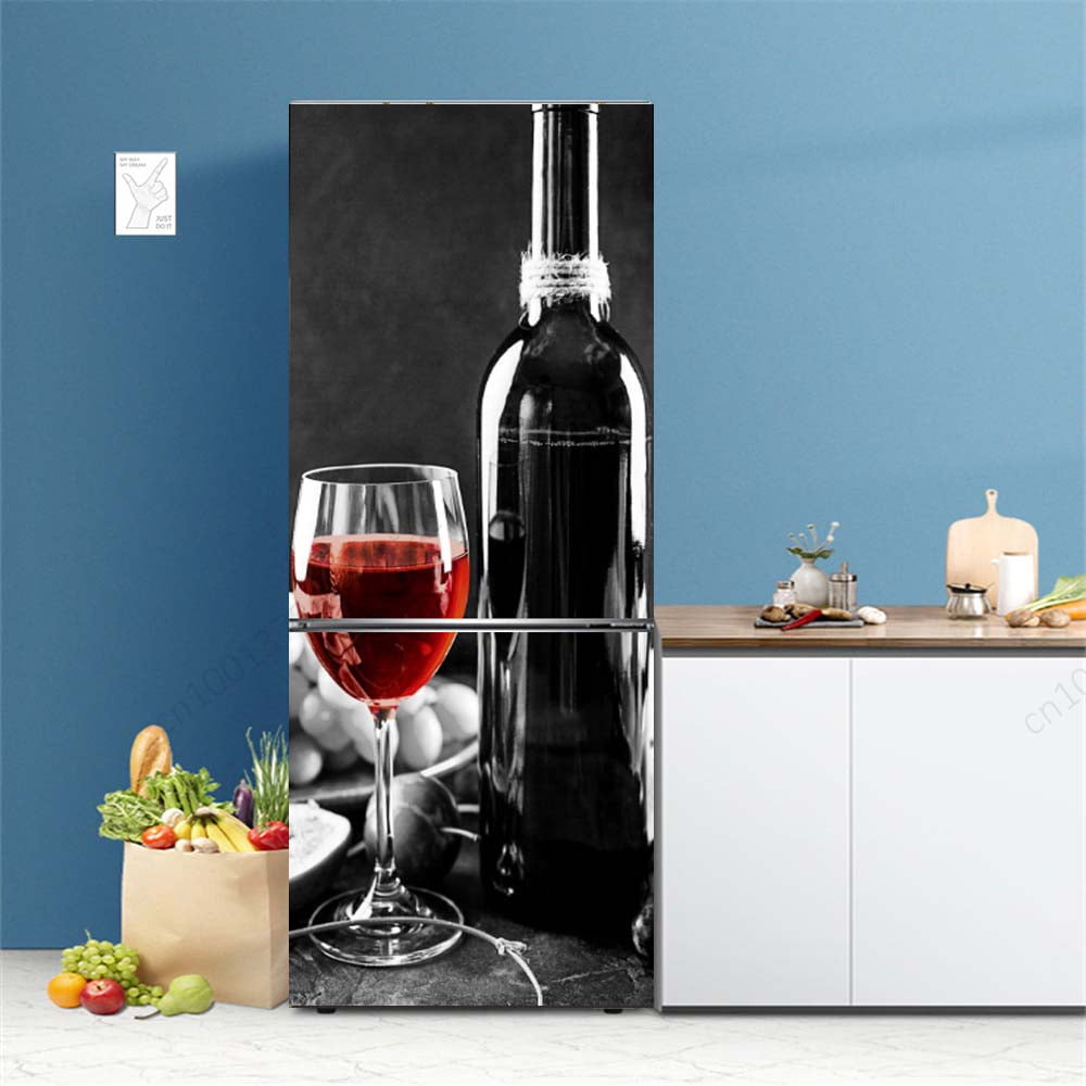 Abstract Line Fridge Stickers Adhesive Full Door Cover for Refrigerator ...