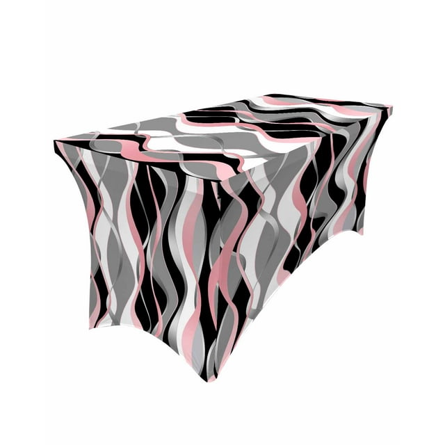 Abstract Line Gradient Pink Rectangular Elastic Table Skirt Wedding ...