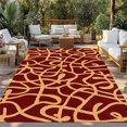 Abstract Line Indoor Outdoor Rugs 6x9 Ft, Retro Pattern Orange Wave ...