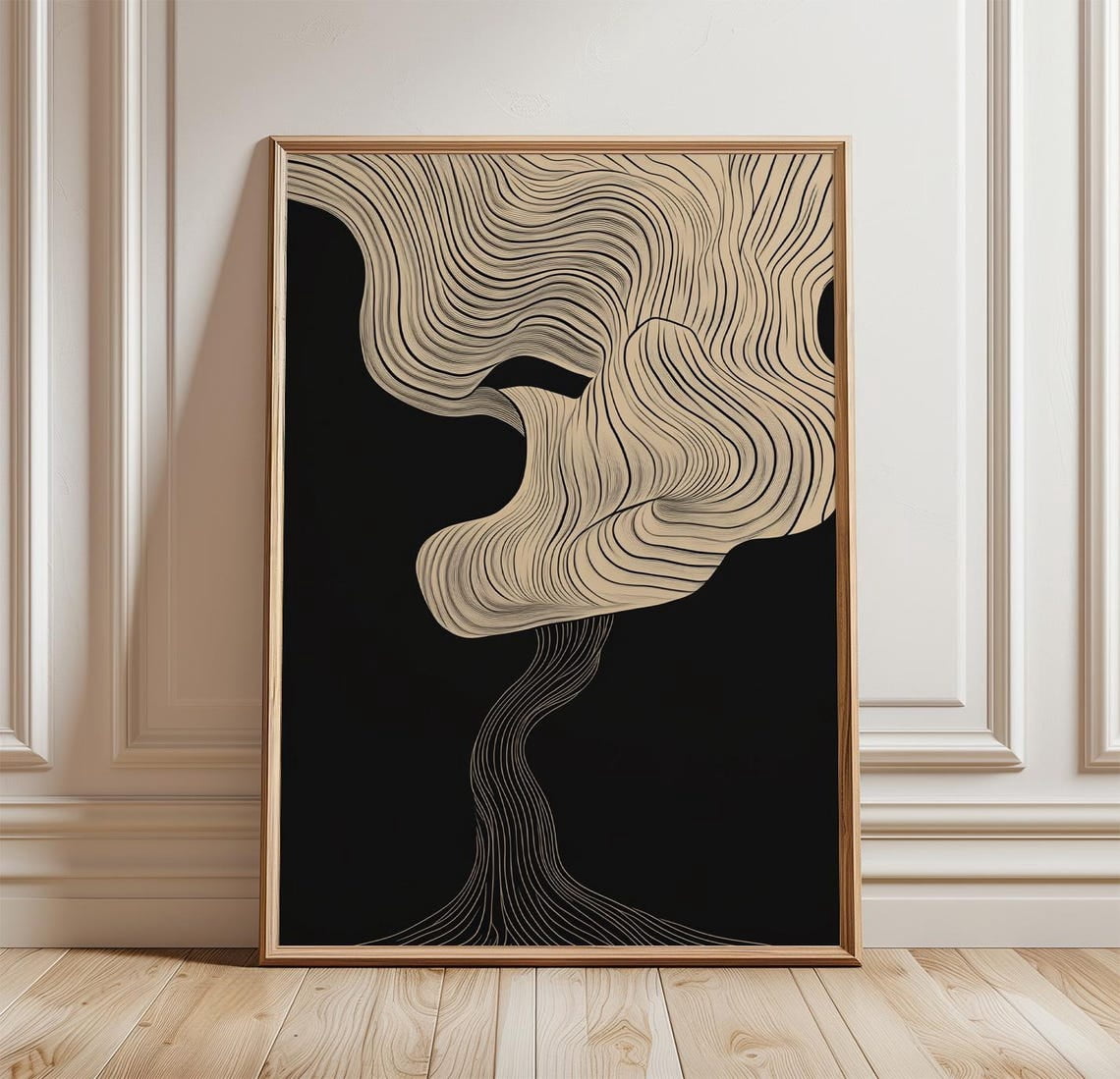 Abstract Line Minimal Black White Modern Face Scandinavian Decor ...