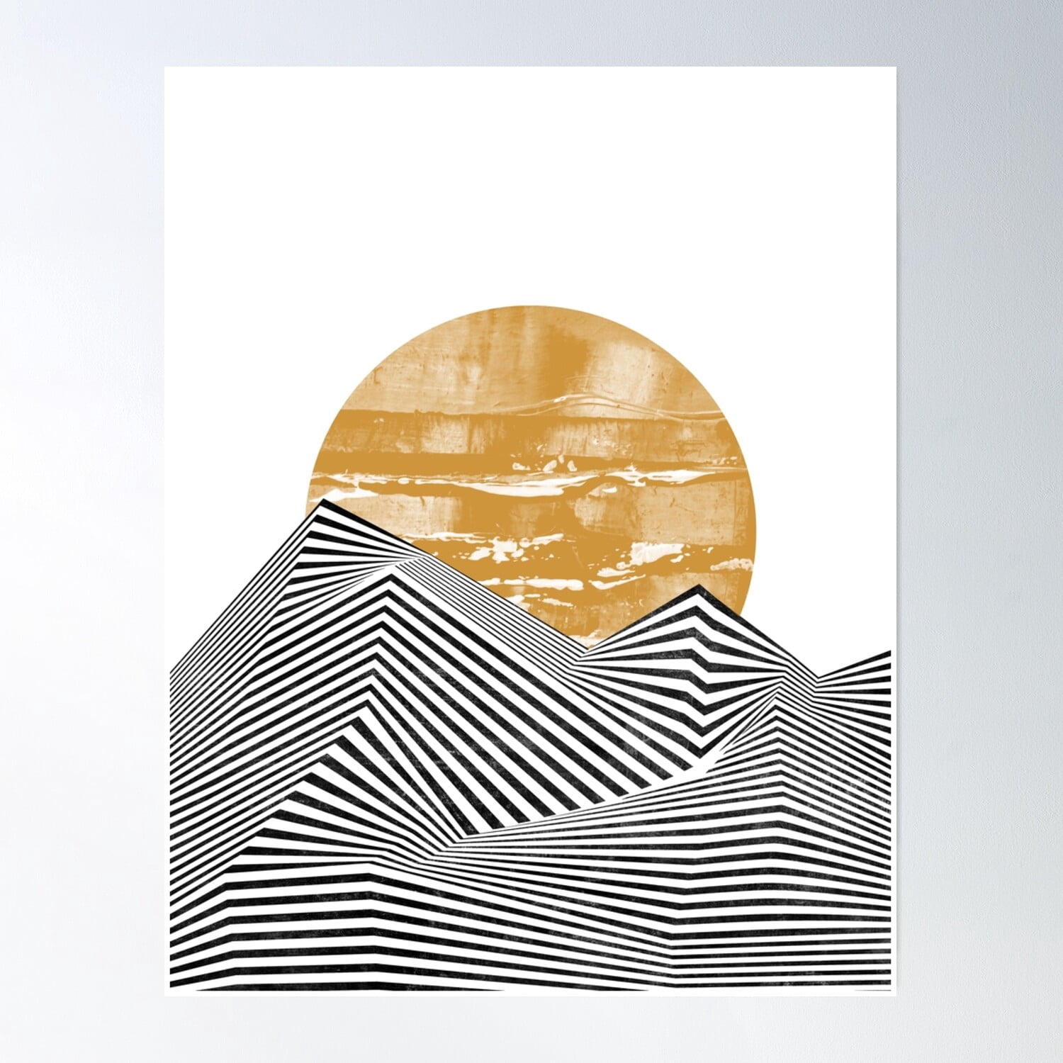 Abstract Line Mountain Sunset Poster Wall Art Modern Wall Decor Wall ...