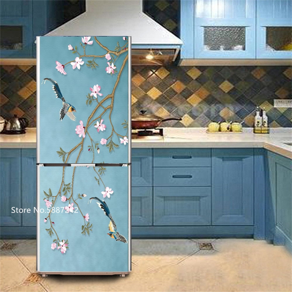 Abstract Line Palm Fridge Stickers Refrigerator Cover Door Flower ...
