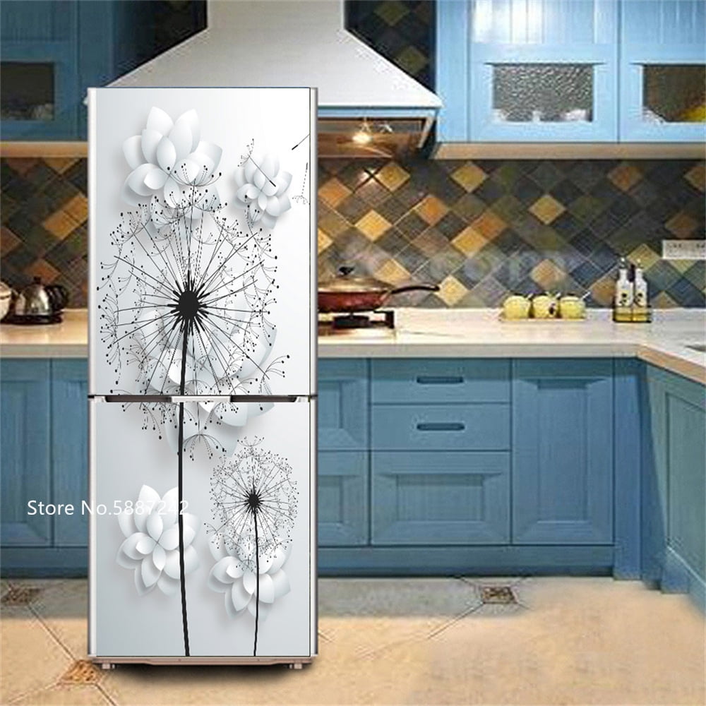 Abstract Line Palm Fridge Stickers Refrigerator Cover Door Flower ...