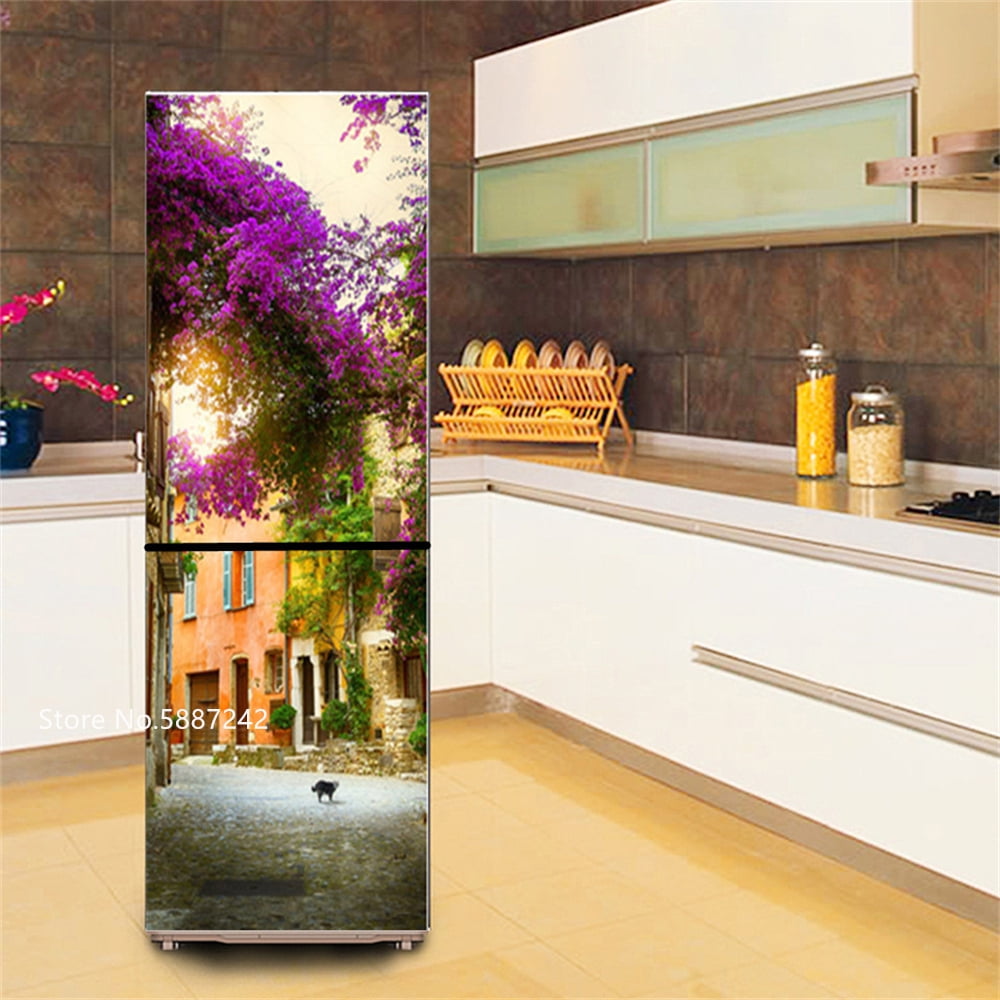 Abstract Line Palm Fridge Stickers Refrigerator Cover Door Flower ...