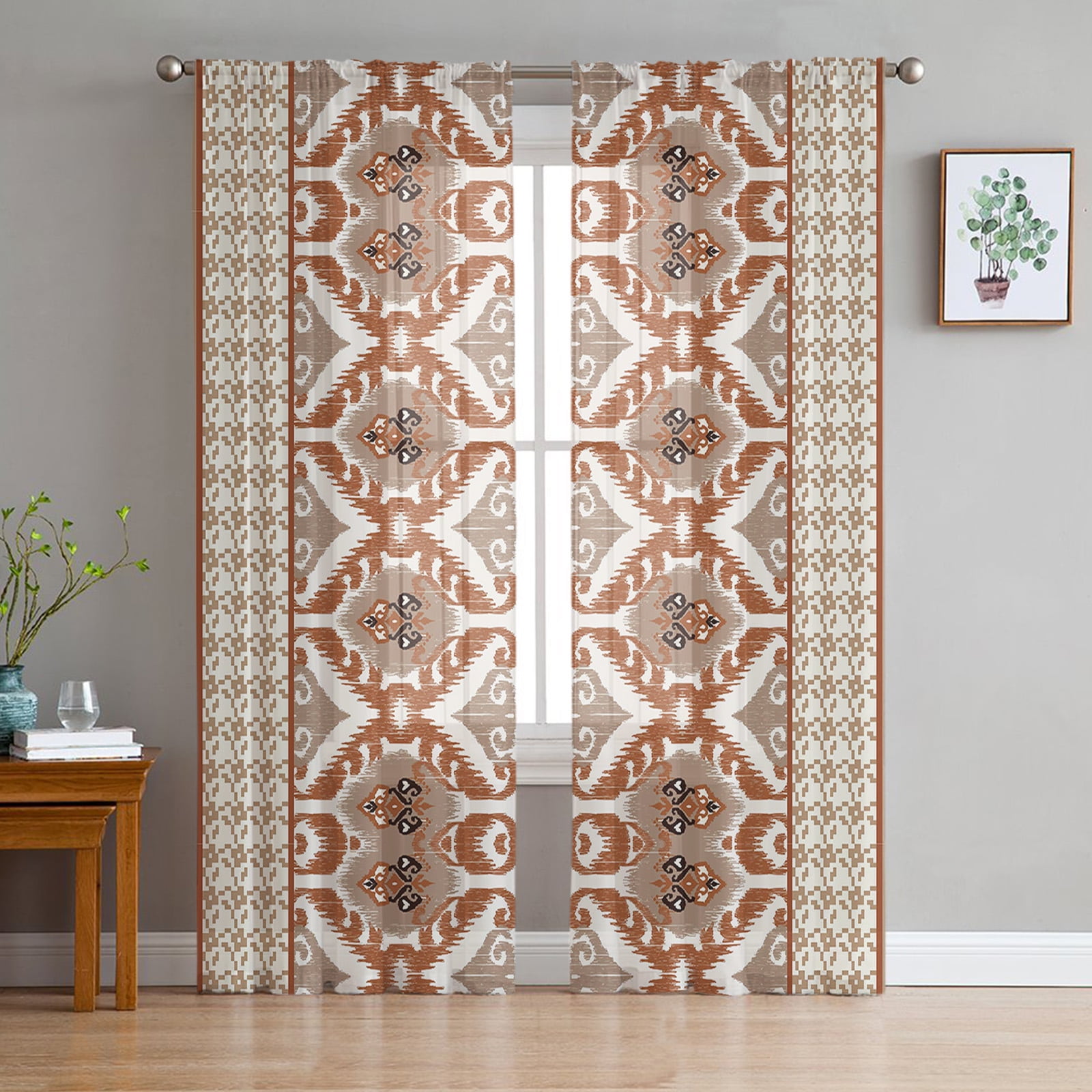 Abstract Line Pattern Texture Tulle In Sheer Curtains For Living Room ...