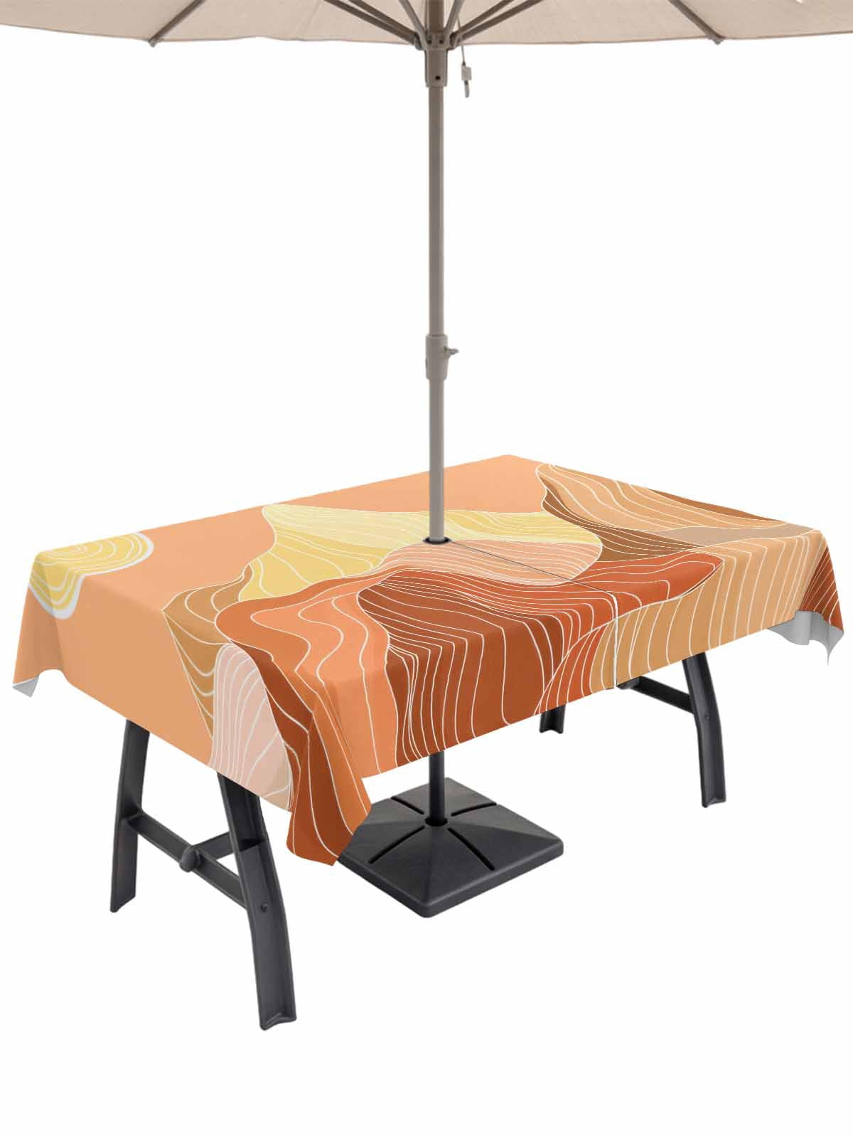 Abstract Line Peaks Rectangle Outdoor Tablecloth with Umbrella Hole ...