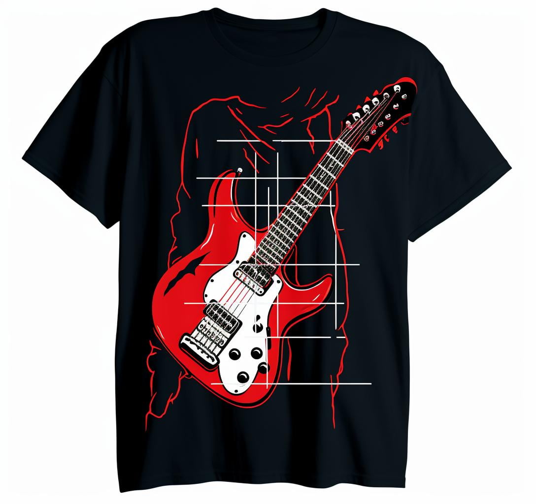 Abstract Line Rock Guitar Tee Men's Music Graphic T-Shirt - Walmart.com