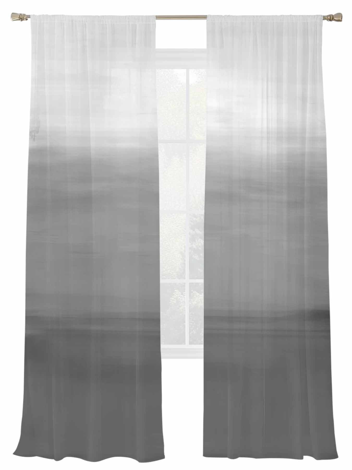 Abstract Line Sheer Curtains 84 inches Long 2 Panels Set Modern ...