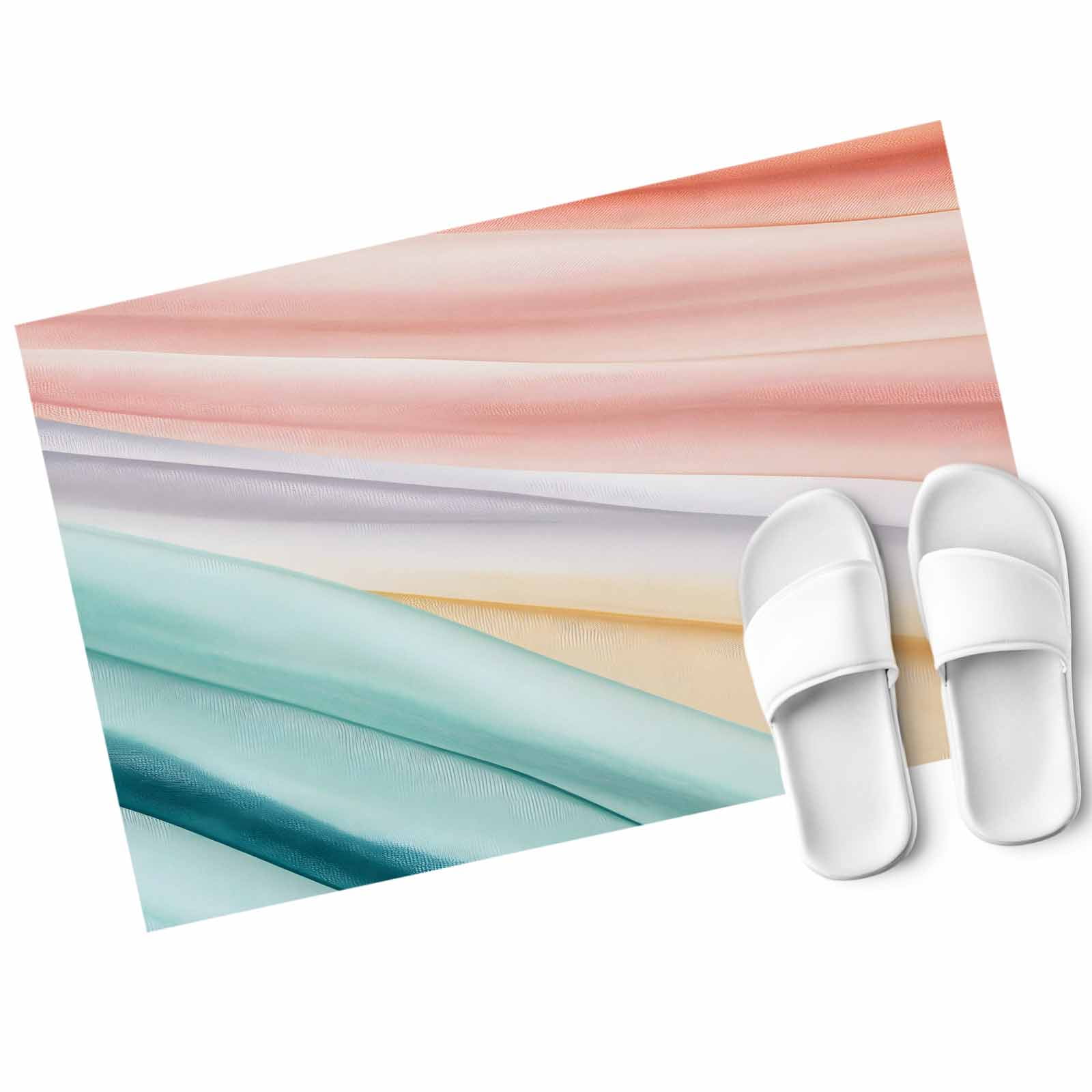 Abstract Line Texture Door Mat Pink Blue Yellow Watercolor Modern Art ...