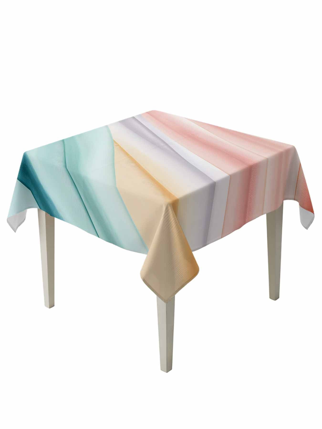 Abstract Line Texture Table Cloth 60x60 Inch Square, Pink Blue Yellow ...