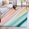 Abstract Line Texture Washable Area Rug 4x6 Pink Blue Yellow Watercolor ...