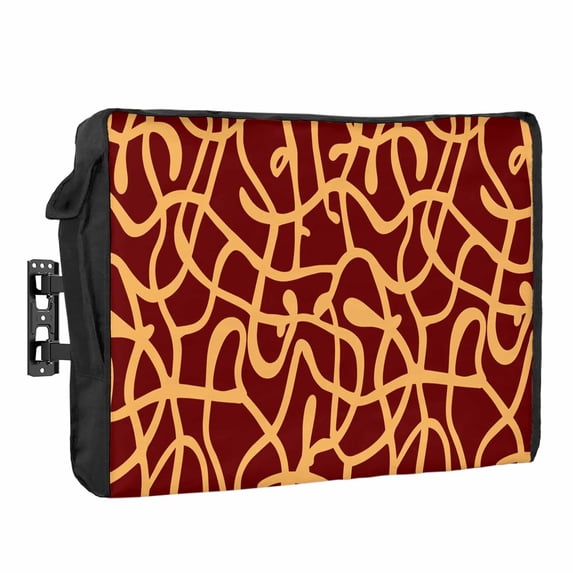 Abstract Line Waterproof Outdoor TV Cover, Retro Pattern Orange Wave ...