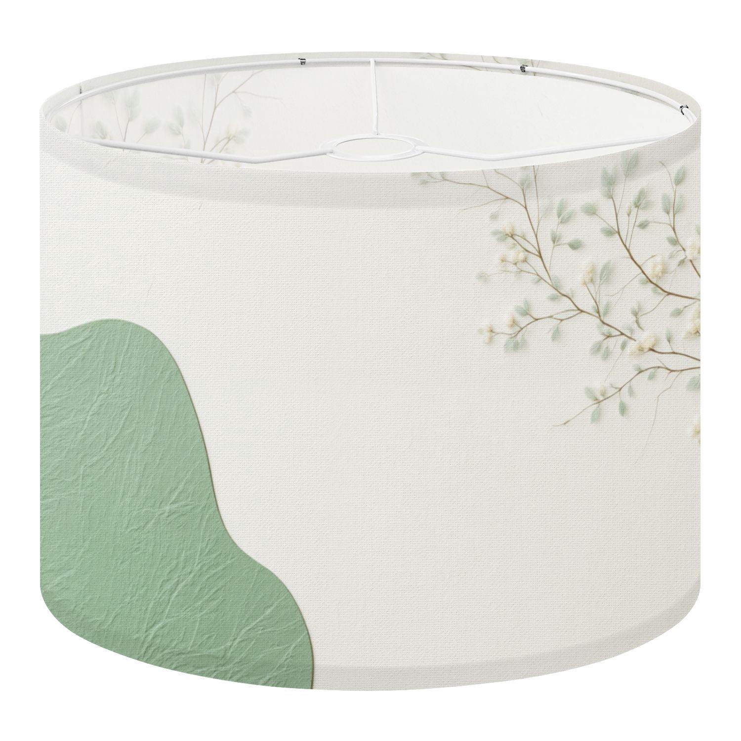 Abstract Linen Drum Lampshades Minimalist Botanical Abstract Soft Green ...