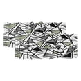 Abstract Lines 2 Panels Kitchen Valance, Black Gray Green Triangle ...