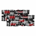 Abstract Lines 2 Panels Kitchen Valance, Black Gray Red Rectangle ...