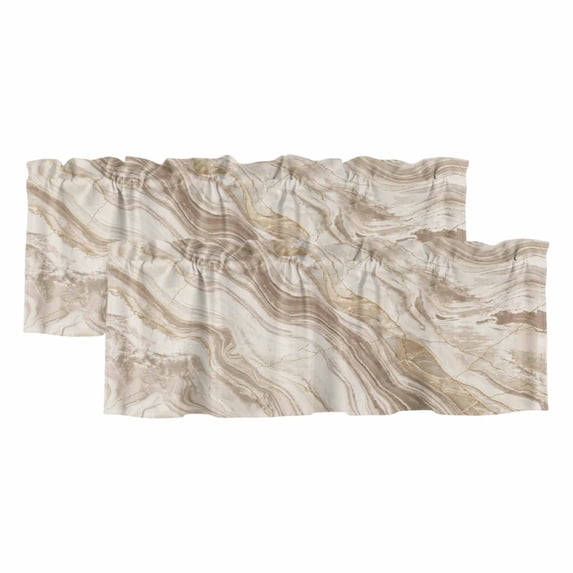 Abstract Lines 2 Panels Kitchen Valance, Granite Brown Marble Texture ...