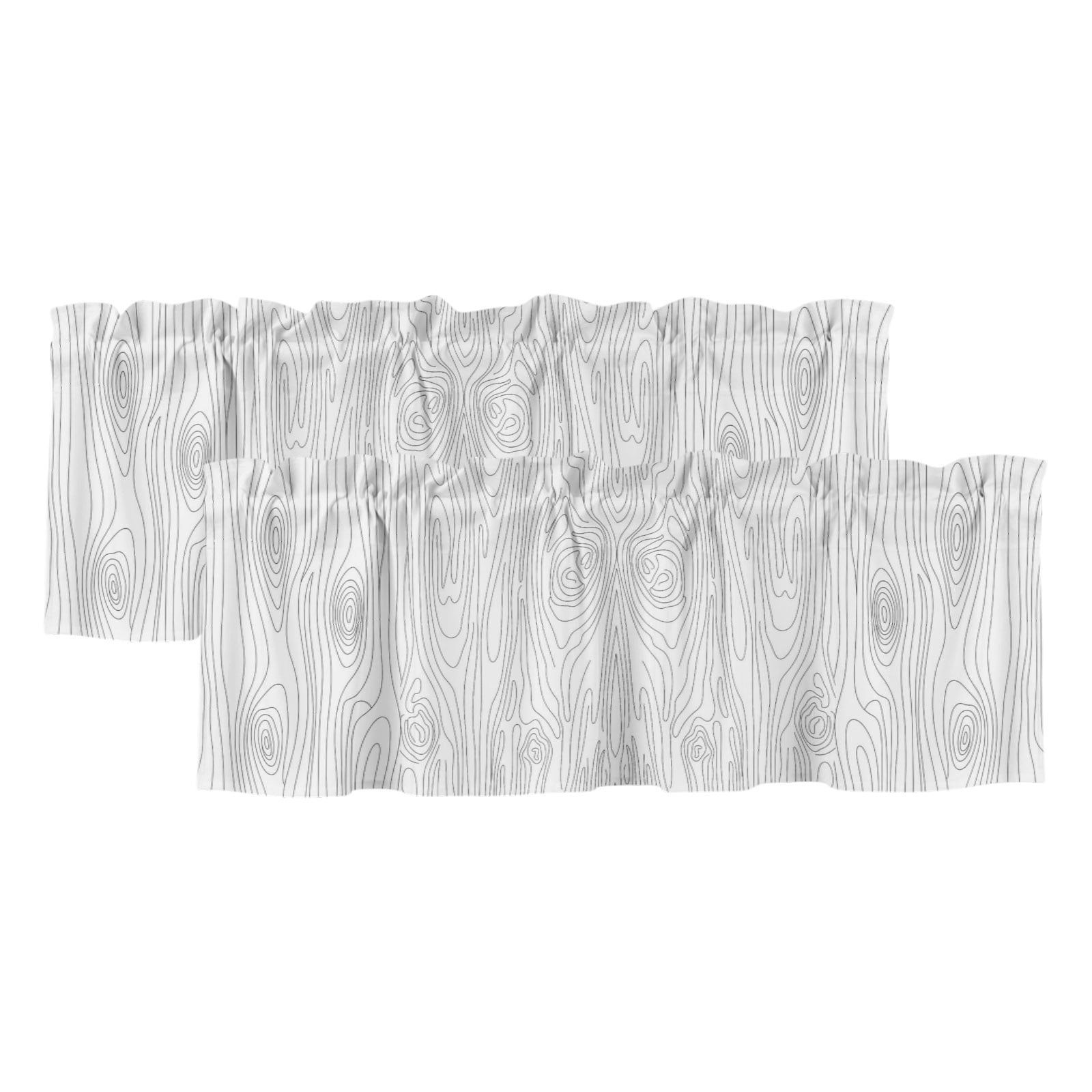 Abstract Lines 2 Panels Kitchen Valance, Vintage Art Black Tree Veins ...