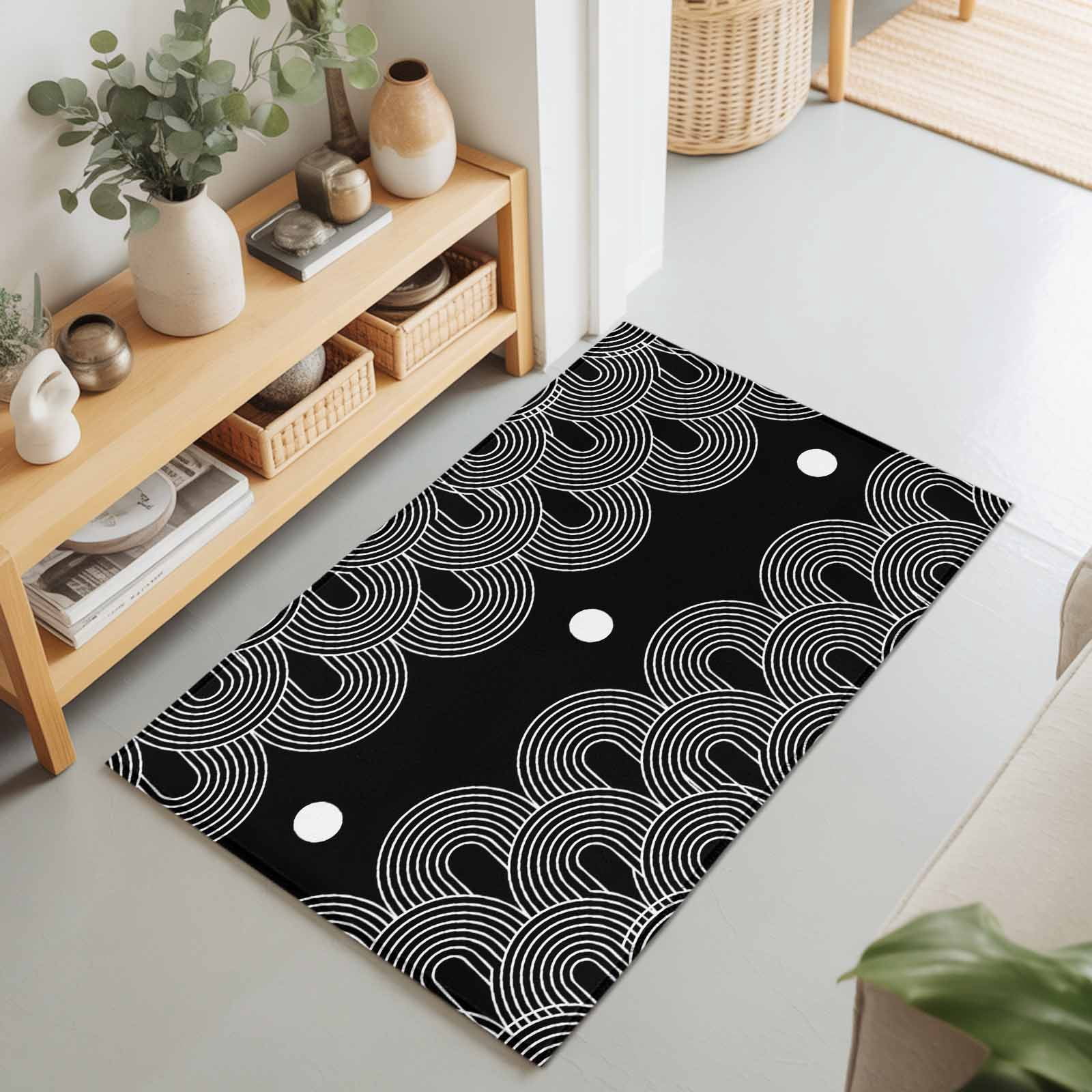Abstract Lines Art Black and White Rectangle Rug 2'x3' Geometric Arch ...