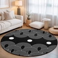 Abstract Lines Art Black and White Round Rug 5ft Geometric Arch Circle ...