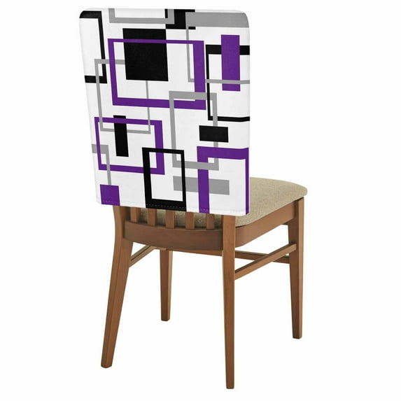 Abstract Lines Art Chair Back Covers Set of 6, Black Purple Geometric ...