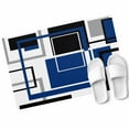Abstract Lines Art Door Mat Black Blue Geometric Modern Stripe Non Slip ...