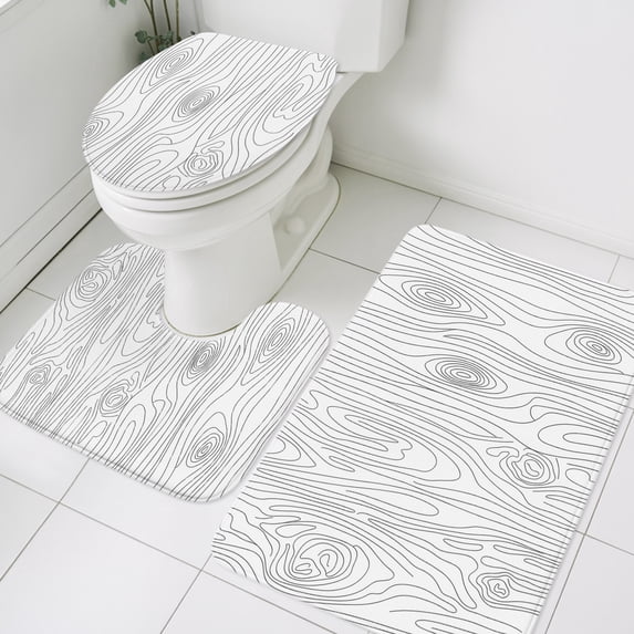 Abstract Lines Bathroom Rugs Set Vintage Art Black Tree Veins Irregular ...