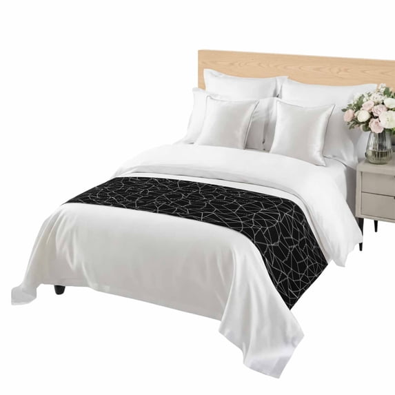 Abstract Lines Bed Runner King Size Geometric Black Background Modern ...