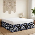 Abstract Lines Bed Skirt Bed Skirts Queen Size 18 Inch Drop, Black Gray ...