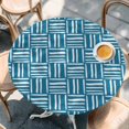 Abstract Lines Blue Plaid Round Fitted Tablecloth with Elastic Edge ...