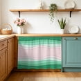 Abstract Lines Cabinet Curtains 10" W x 11" L Green Pink Waves Modern ...