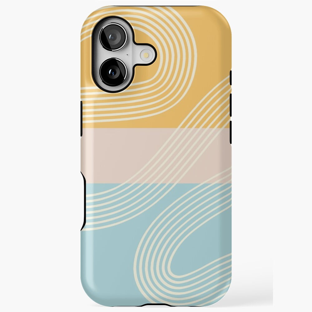 Abstract Lines Color Block Blue Yellow Pink iPhone Case 17 to 11 Pro ...